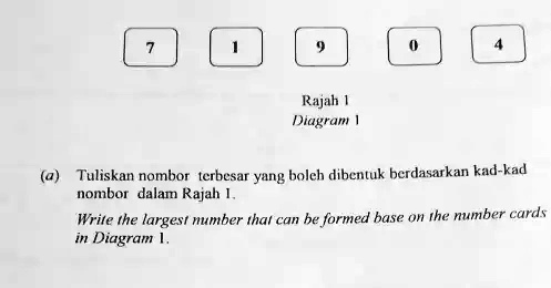 SOLVED: Rajah Diagram Tuliskan nombor terbesar yang boleh dibentuk ...