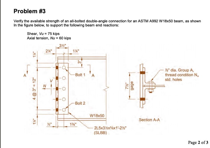 Problem #3 Verify the available strength of an all-bolted double-angle ...