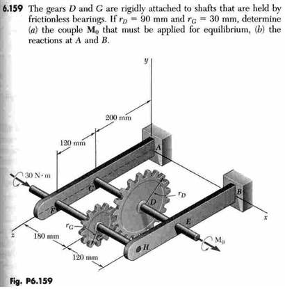 [GET ANSWER] 6.159 The gears D and G are rigidly attached to shafts ...