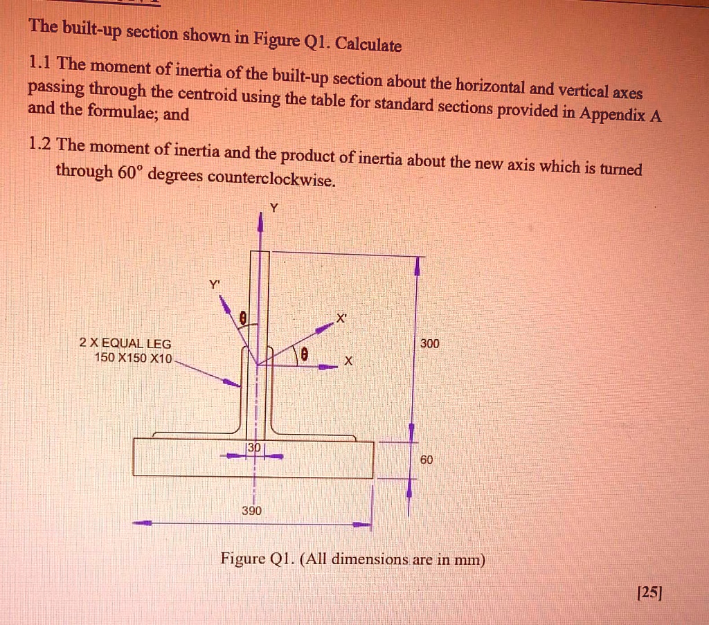 SOLVED: The built-up section shown in Figure Q1. Calculate: 1.1 The ...