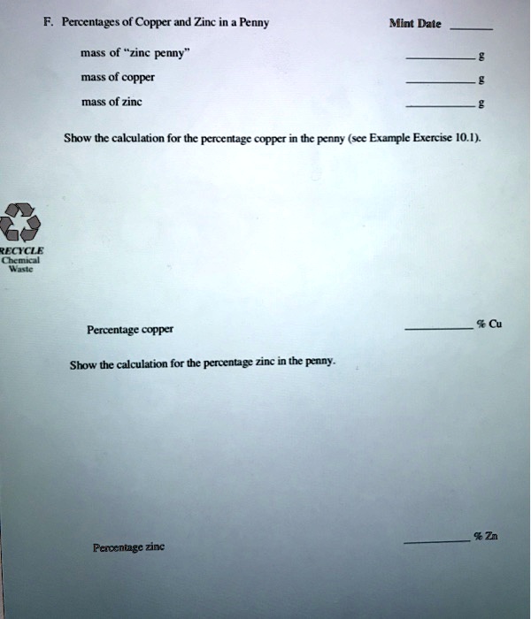 SOLVED: Text: Percentages of Copper and Zinc in a Penny Mint Date Mass ...