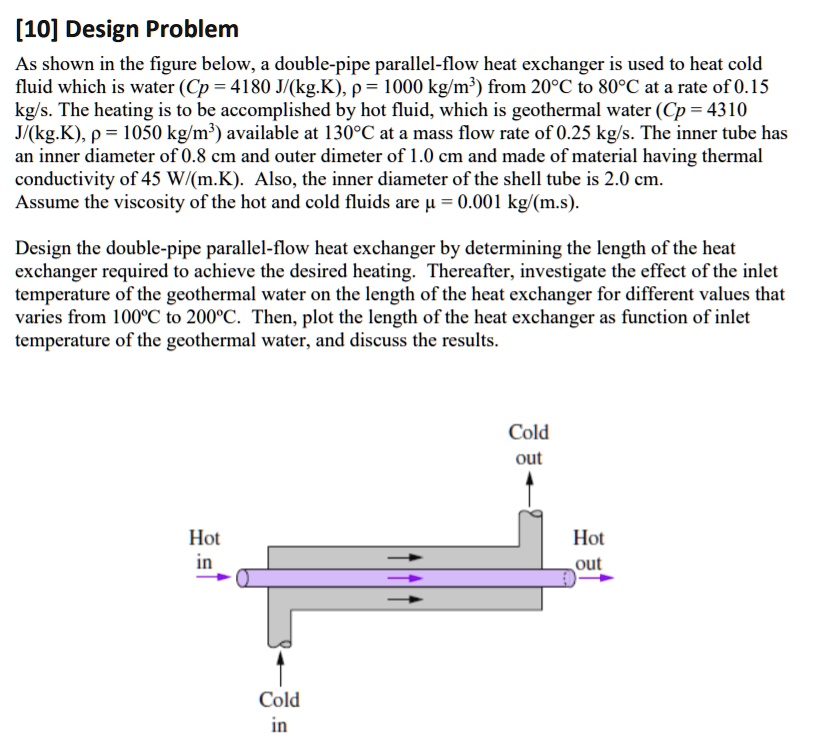 10 design problem as shown in the figure below a double pipe parallel ...