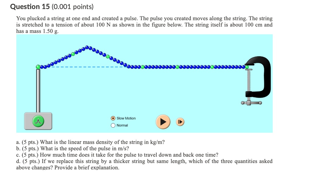 SOLVED:Question 15 (0.001 points) You plucked string at one end and ...