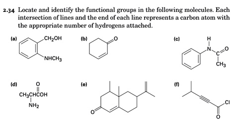 SOLVED: 2.34: Locate and identify the functional groups in the ...
