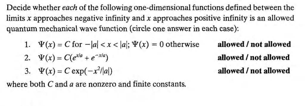 Provide work with plots, equations, and comments why. Decide whether each of the following one ...
