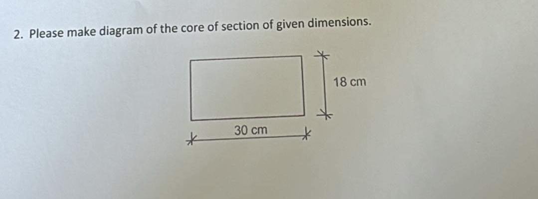 2. Please make diagram of the core of section of given dimensions.