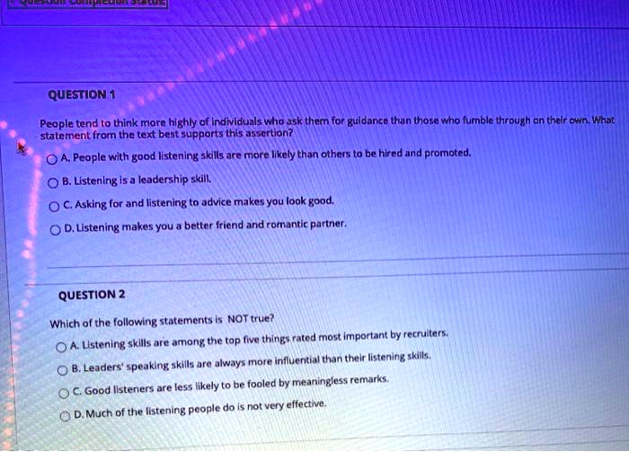 SOLVED: Which statement from the text best supports this assertion? A. People with good ...