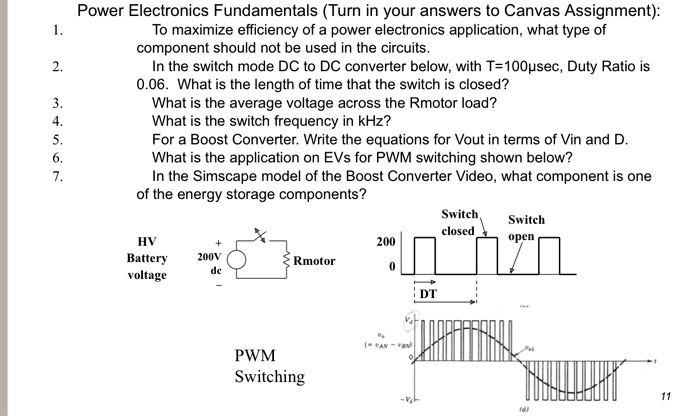 1. 2. 3. 4. 5. 6. 7. Power Electronics Fundamentals (Turn in your answers to Canvas Assignment ...