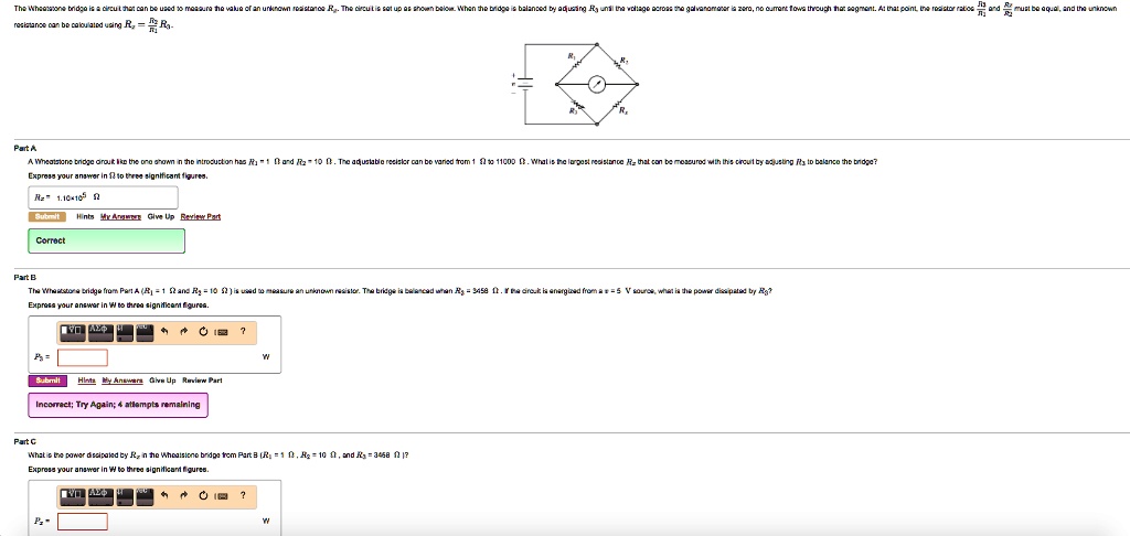 bthe wheatstone bridge from part a r1 1 and r2 10 is used to measure an ...