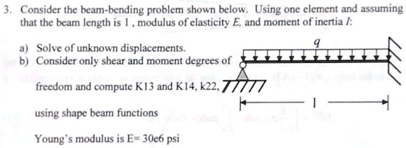 3. Consider the beam-bending problem shown below. Using one element and ...