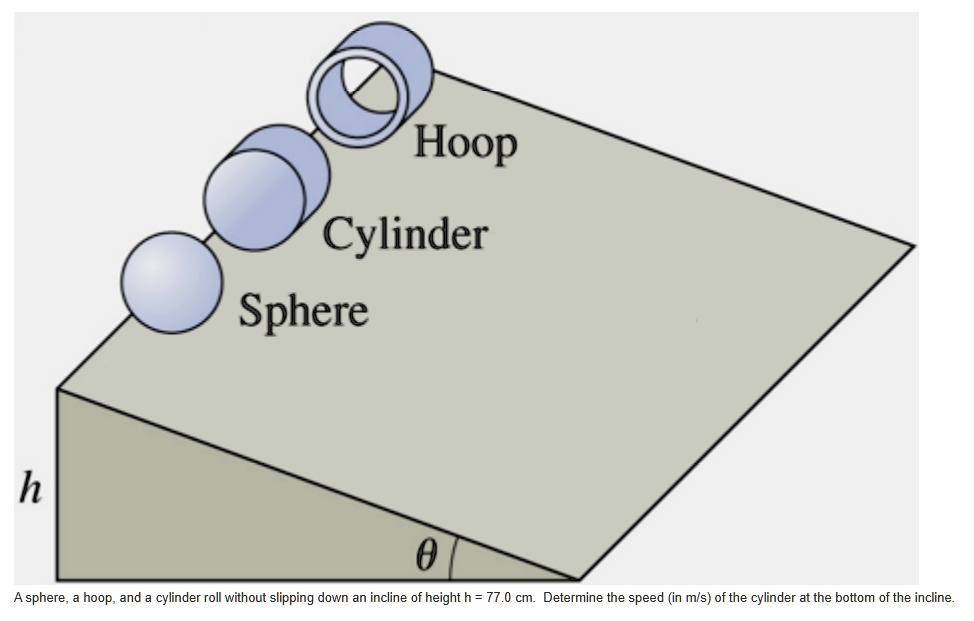 SOLVED: Hoop Cylinder Sphere h A sphere, hoop, and cylinder roll ...