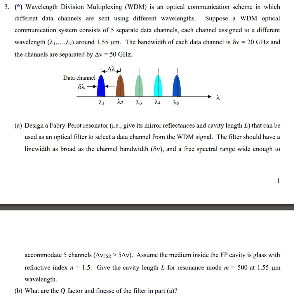 3 wavelength division multiplexing wdm is an optical communication scheme in which different ...