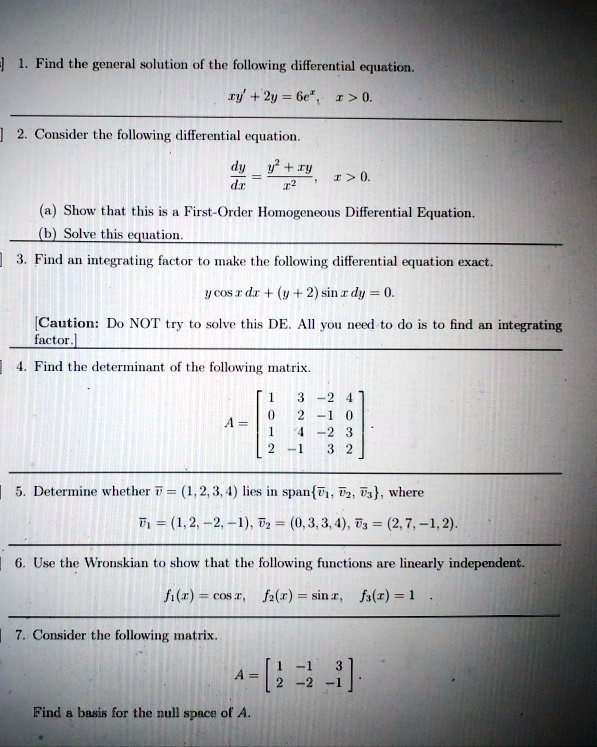 SOLVED:1. Find the genoral solution of the following differential equation I > 0. Consider the ...