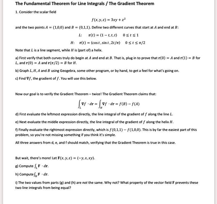 The Fundamental Theorem for Line Integrals / The Gradient Theorem 1 ...