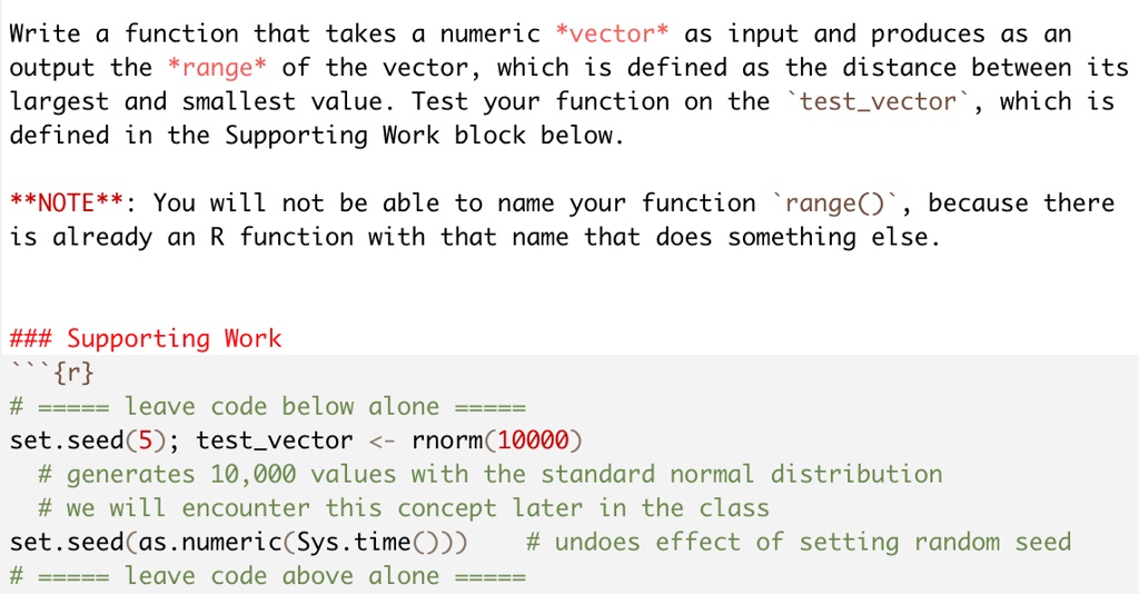 Solved Write A Function That Takes A Numeric Vector As Input And Produces As An Output The