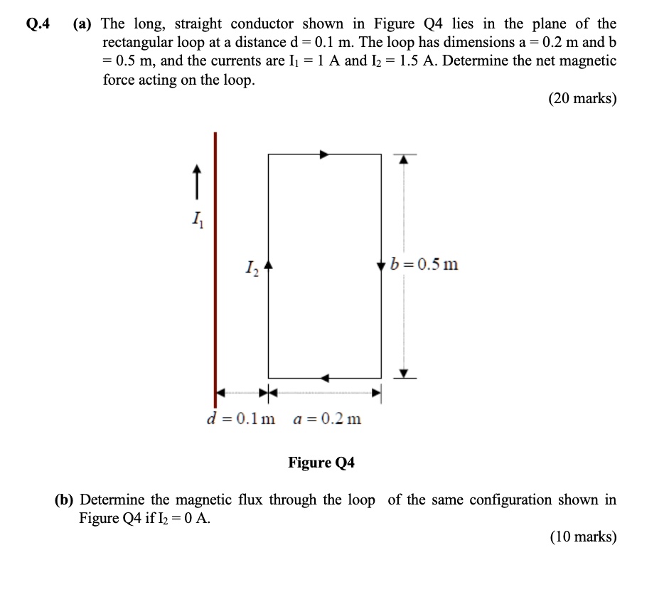 SOLVED: Q.4 (a) The long; straight conductor shown in Figure Q4 lies in ...