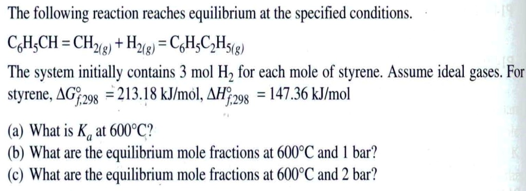 SOLVED: The following reaction reaches equilibrium at the specified ...