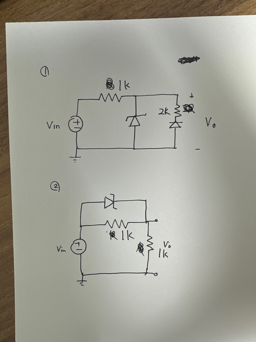 SOLVED: draw a Vin-Vo curve of the two diode circuits by using CVD ...
