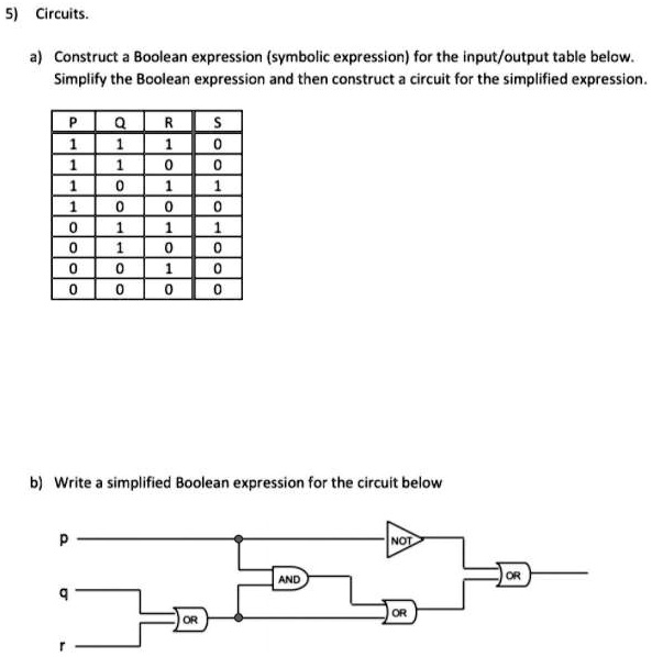 SOLVED: Circuits: Construct Boolean expression (symbolic expression ... SOLVED: Circuits: Construct Boolean expression (symbolic expression ...