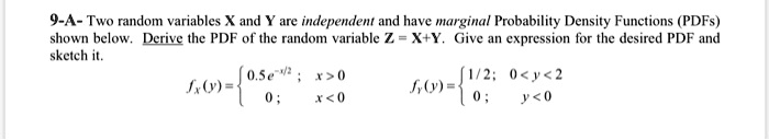 SOLVED: Two random variables X and Y are independent and have marginal Probability Density ...