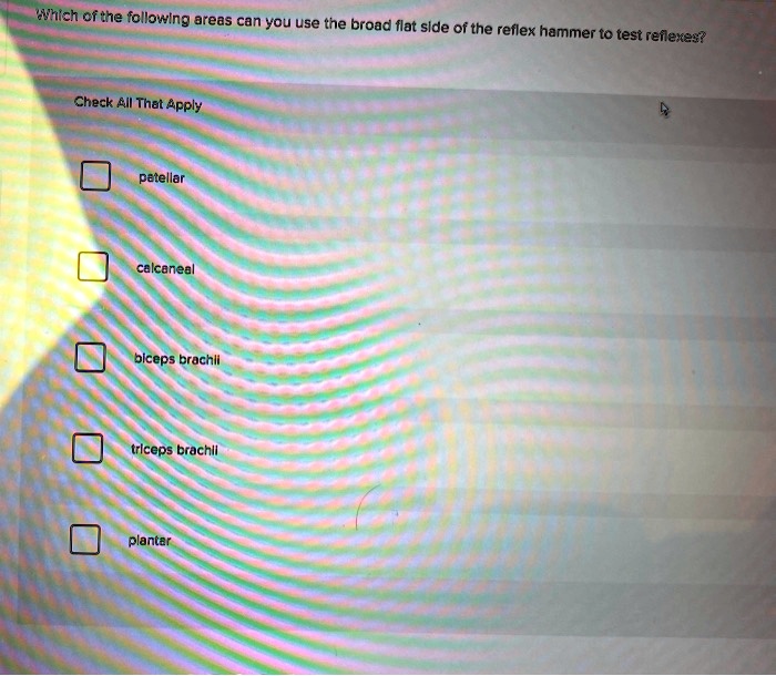 SOLVED: Which of the following areas can you use the broad flat slde of ...