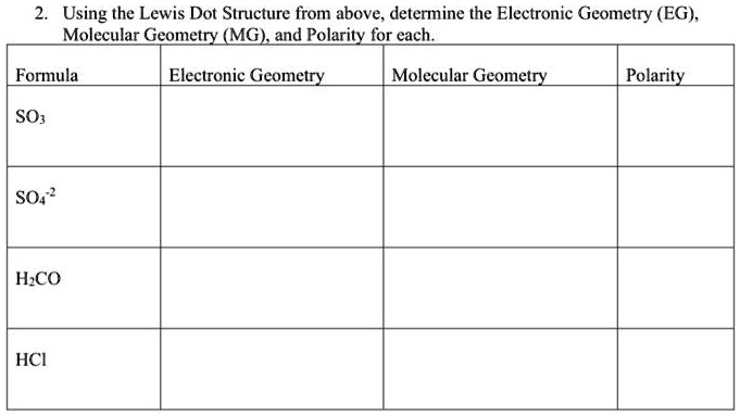 SOLVED: Using the Lewis Dot Structure from above, determine the ...