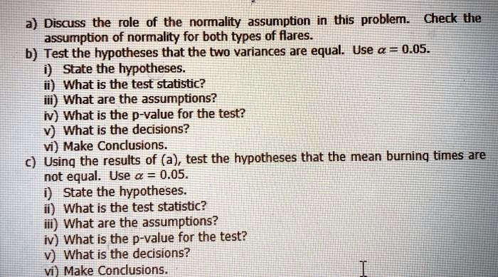 a discuss the role of the nomality assumption in this problem chedk the ...