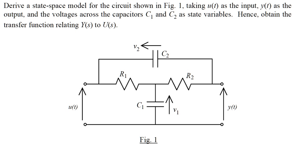 Derive a state-space model for the circuit shown in Fig. 1, taking u(t ...