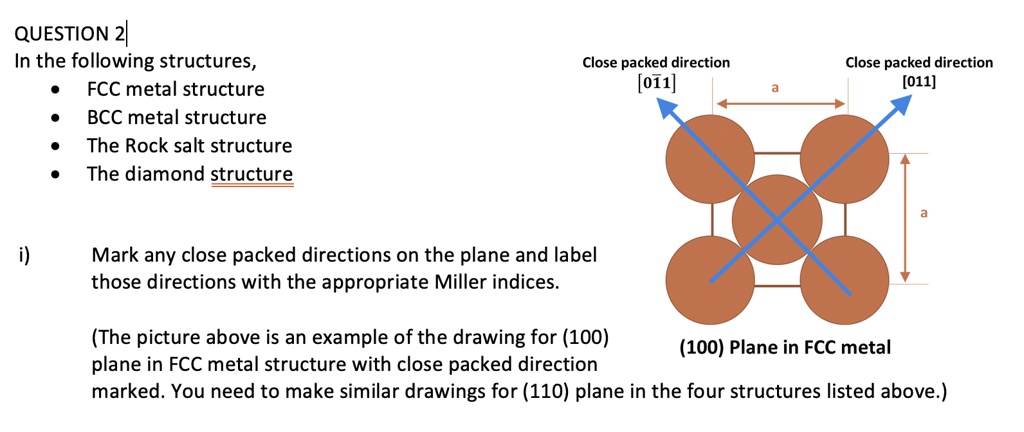QUESTION 2 In the following structures, • FCC metal structure • BCC ...
