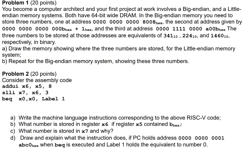SOLVED: Problem 1 (20 points): You become a computer architect and your first project at work ...