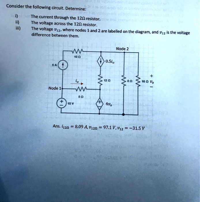 SOLVED: Consider the following circuit. Determine: i) The current ...