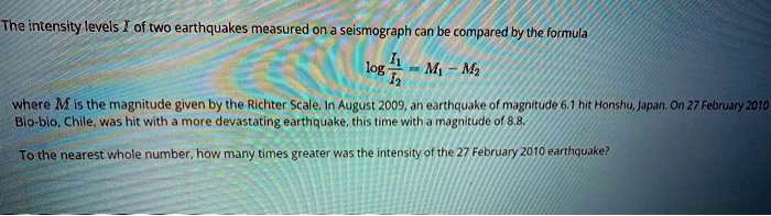 tha intensity levels of two earthquakes measured on a seismograph can ...