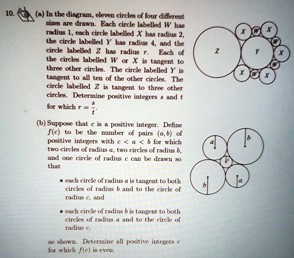 10. (a) In the diagram, eleven circles of four different sizes are draw ...