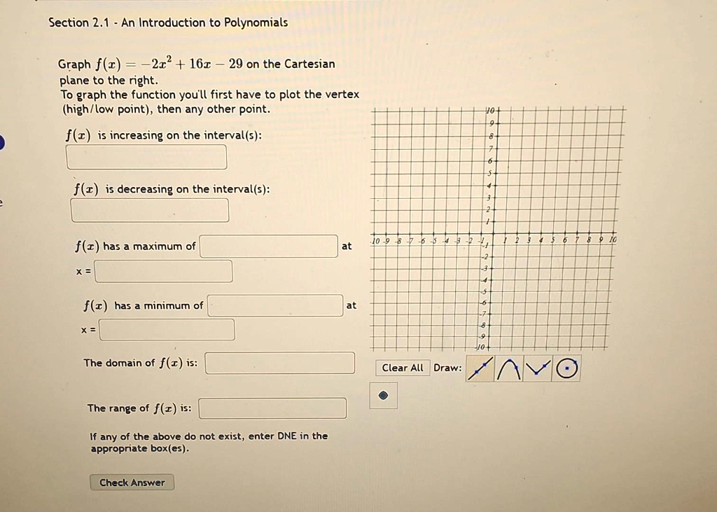 SOLVED: Texts: Section 2.1 - An Introduction to Polynomials Graph f(x ...