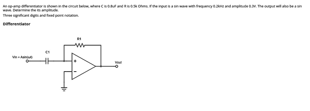 SOLVED: An op-amp differentiator is shown in the circuit below, where C ...