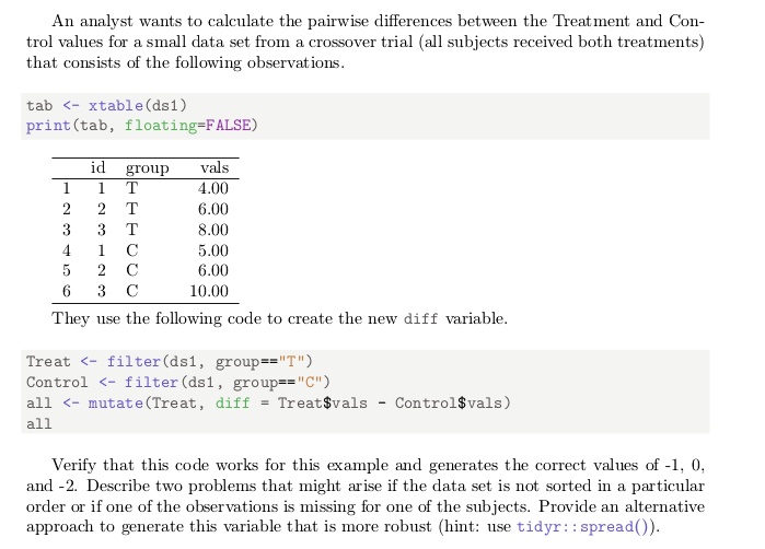 SOLVED: An analyst wants to calculate the pairwise differences between ...