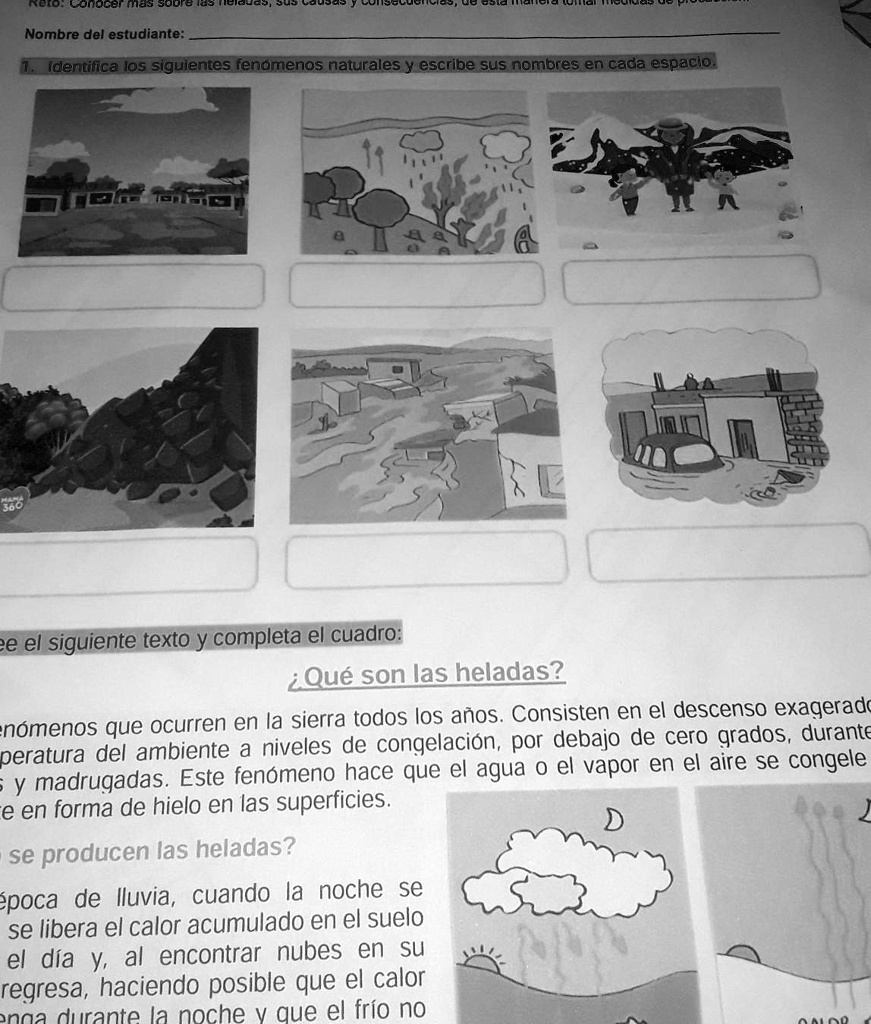 SOLVED: identifica los siguientes fenómenos naturales y escribe sus ...