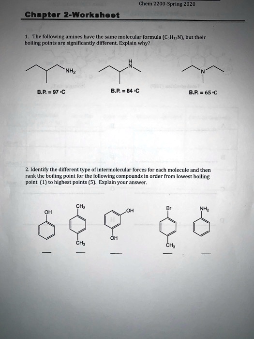 SOLVED: Chem 2200 - Spring 2020 Chapter 2 - Worksheet The following ...