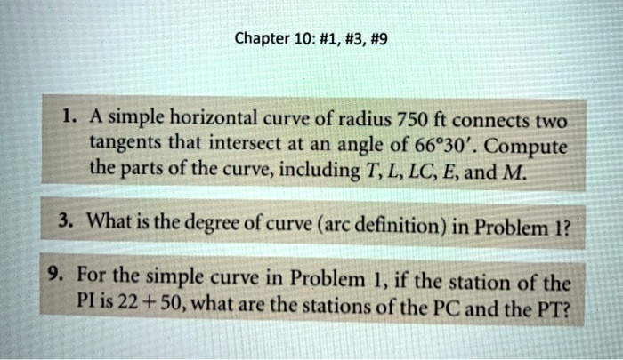 chapter 10 139 a simple horizontal curve of radius 750 ft connects two tangents that intersect ...