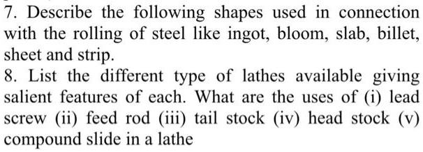 SOLVED: 7. Describe the following shapes used in connection with the ...