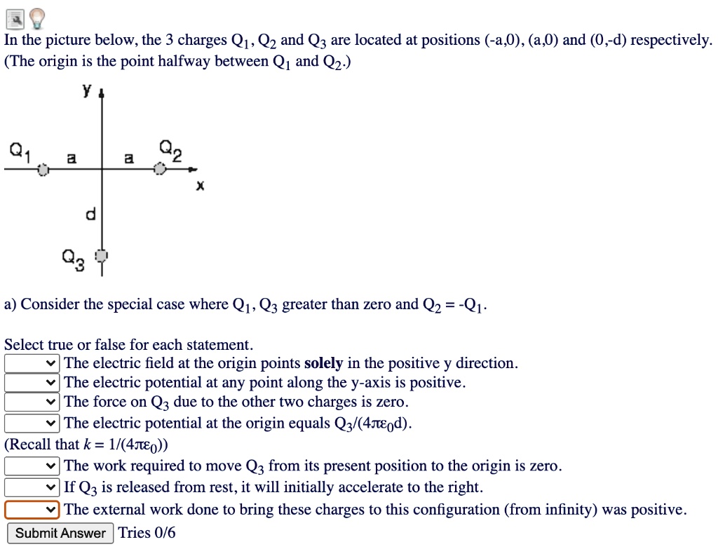 in the picture below the 3 charges q1 q2 and q3 are located at ...