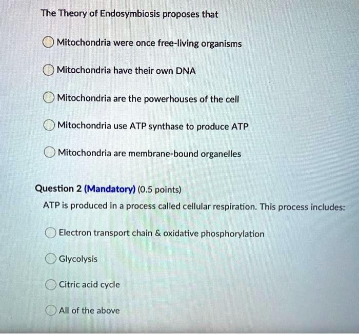 The Theory of Endosymbiosis proposes that Mitochondria were once free ...