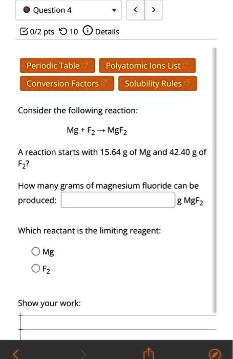 SOLVED: O Question 4 0/2pts 10Details Periodic Table Polyatomic lons ... SOLVED: O Question 4 0/2pts 10Details Periodic Table Polyatomic lons ...
