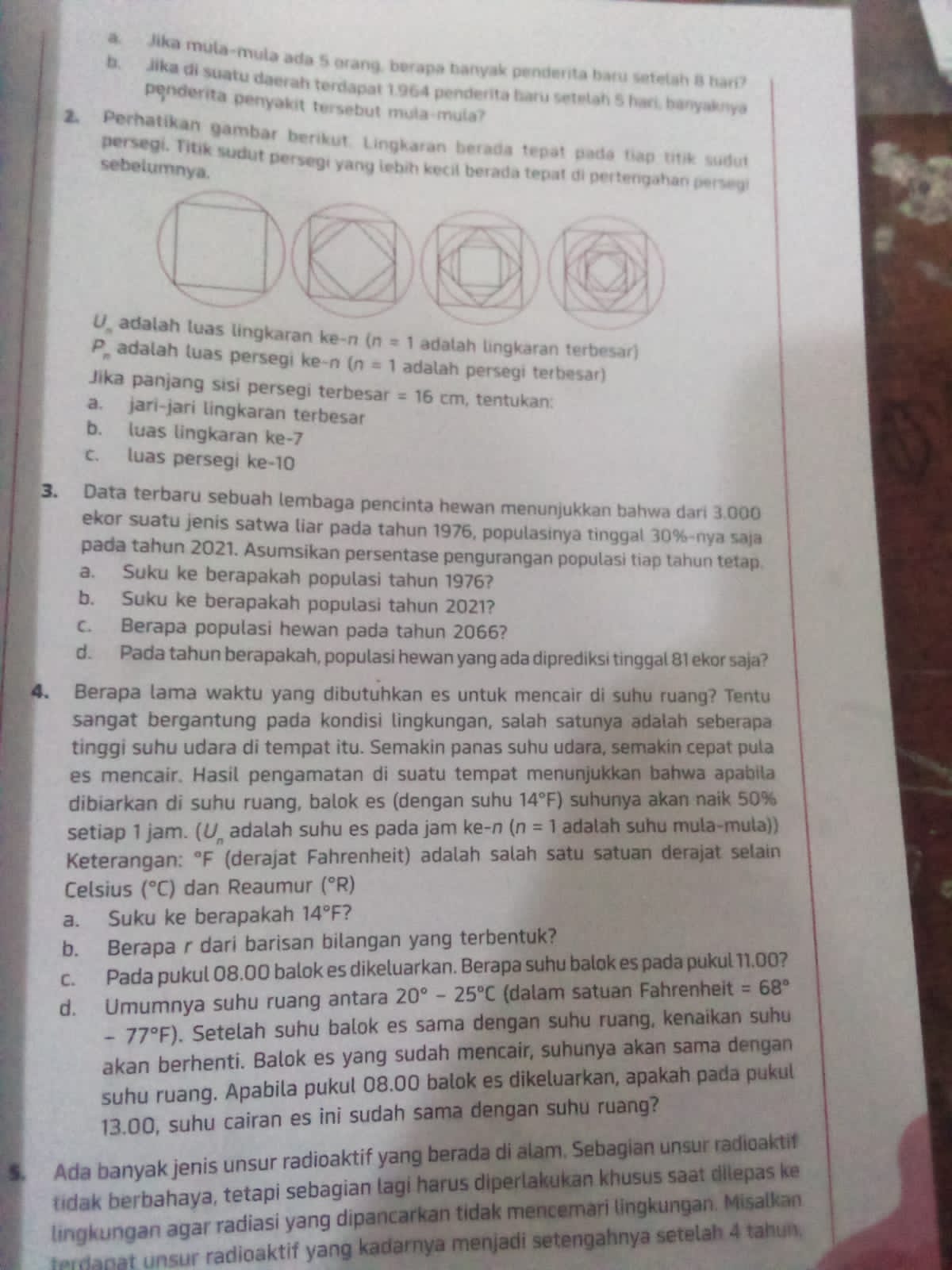 SOLVED: a. Jika mula-mula ada 5 erang berapa taryak penderita baru ...