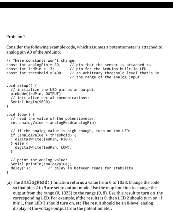 Solved Problem 2 Consider The Following Example Code Which Assumes A