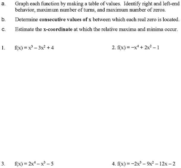 Solved A Graph Each Function By Making A Table Of Values Identify Right And Left End Behavior