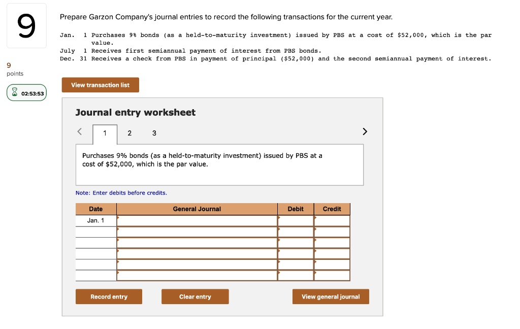 SOLVED: Prepare Garzon Company's journal entries to record the ...