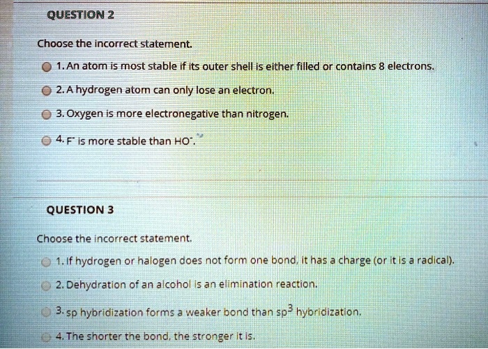 SOLVED: QUESTION 2 Choose the Incorrect statement: 1,An atom is most ... SOLVED: QUESTION 2 Choose the Incorrect statement: 1,An atom is most ...
