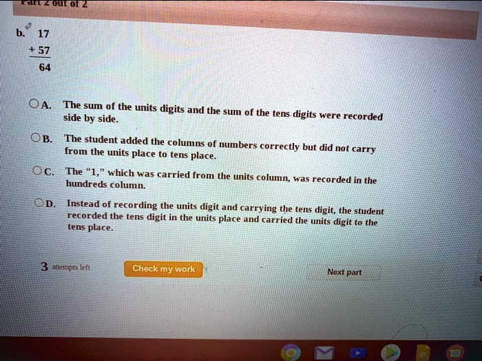 57 64 oa the sum of the units digits and the side by side sum of the ...