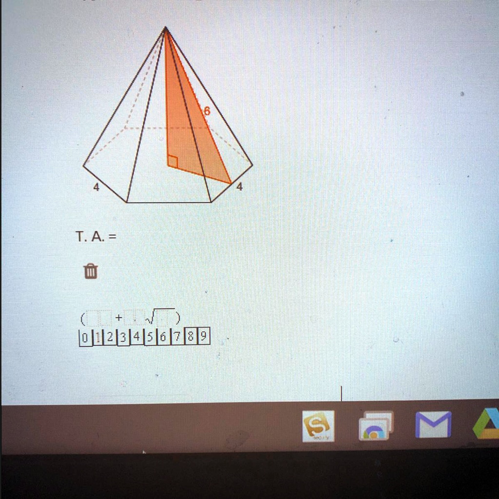 SOLVED: A pyramid has a regular hexagonal base with side lengths of 4 ...